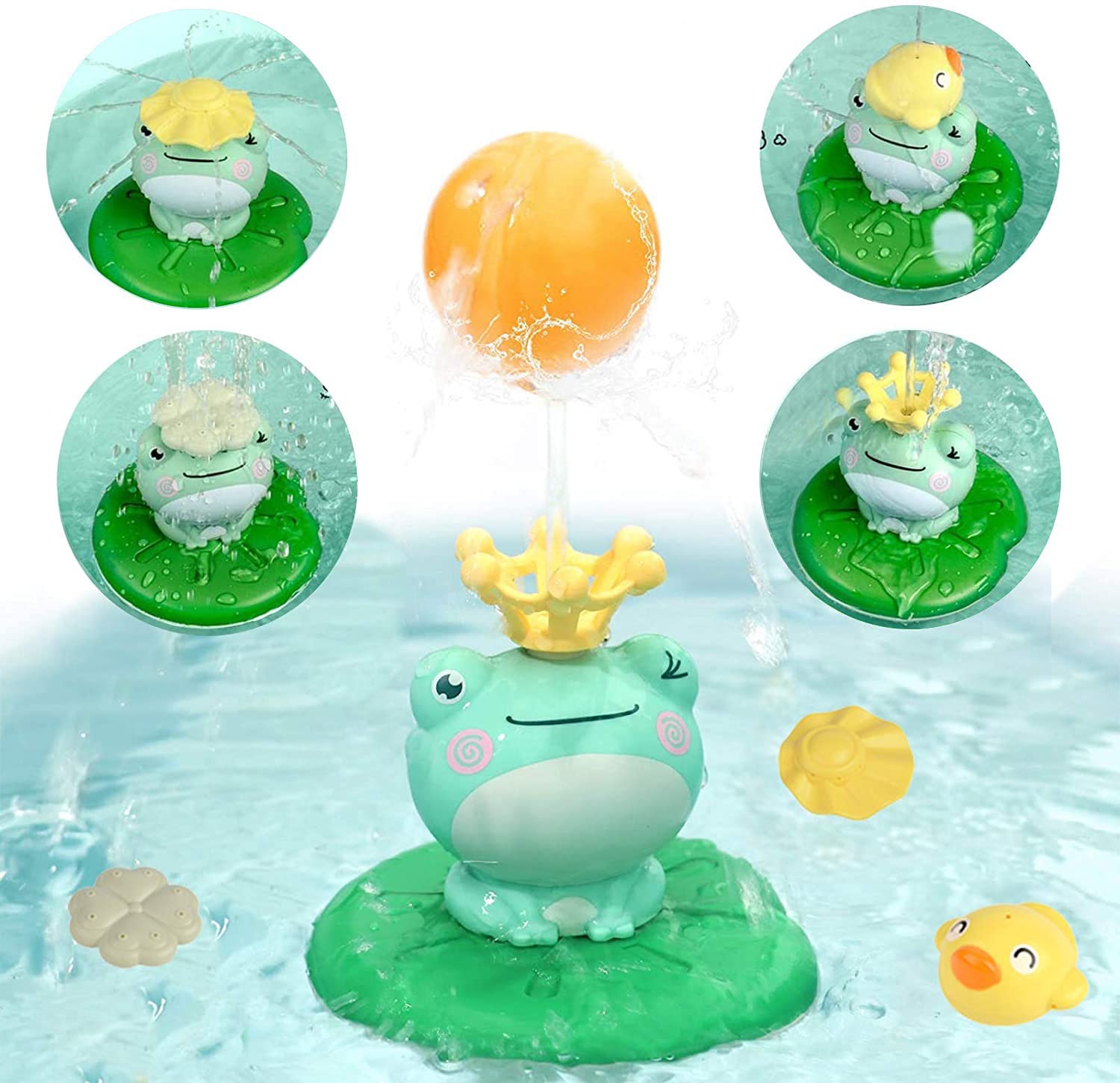 Little Bado Electric Baby Bath Frog Toy,Spray Water Spraying Squirt Toy 4 in 1 Bathtub Bath Toy for Infants Babies 6-12 Months Toddlers Age 3 4 5 6 7 8 Sprinkler Bath Toys