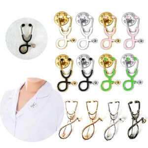 10 pcs stethoscope brooch pins nurse doctor pins stethoscope enamel lapel pin schoolbag pin badges for medical students clothing bags women men children medical assistant gifts, cartoon jewelry gift