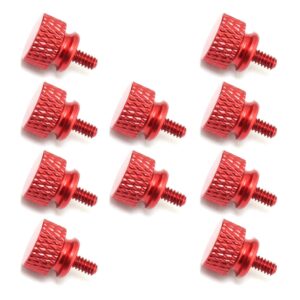 MEETOOT 10PCS 6#-32 Anodized Aluminum Wine Red Hand-Tighten Computer Case Thumb Screws