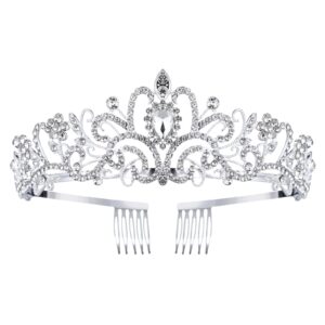 halloween tiara crowns for women tiaras for girls princess crown for birthday halloween costume bride wedding queen, crystal tiara