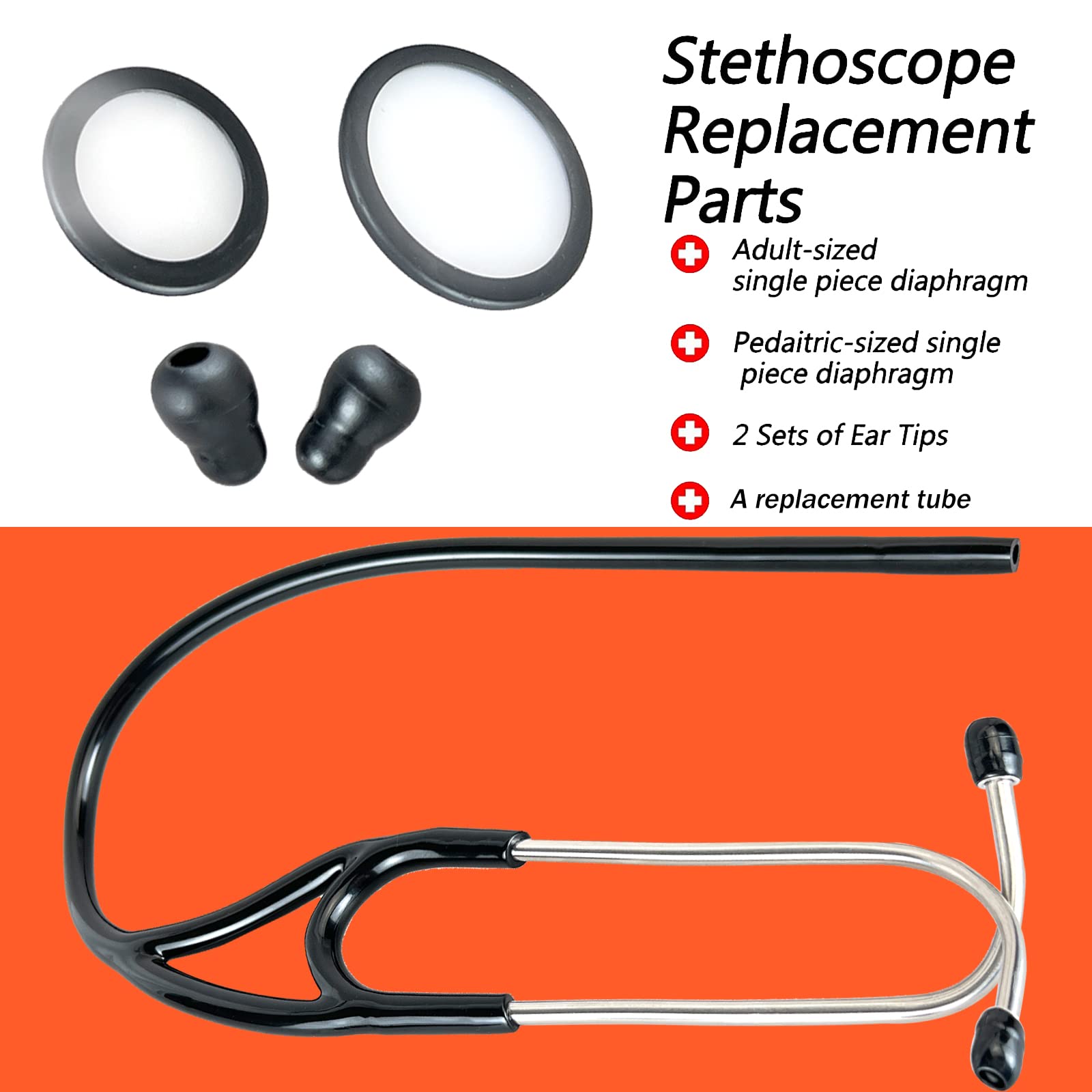 Replacement Tube fits Littmann® Cardiology III® 3 Stethoscope Binaural Stethoscopes Tubing Kit with Stethoscopes Parts and eartips-7mm