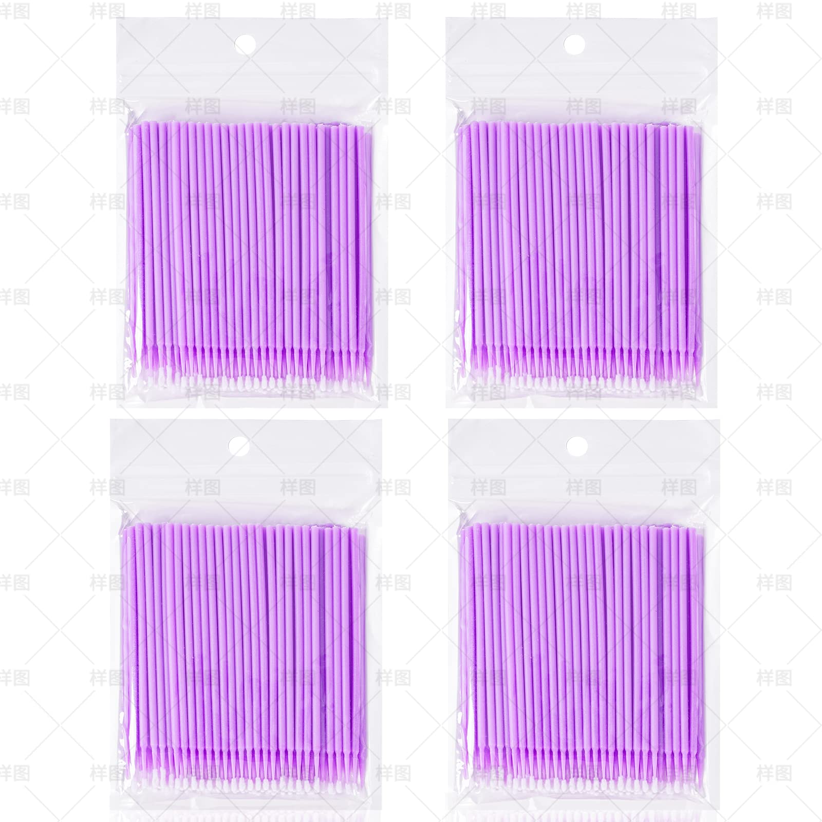 400 PCS Disposable Micro Applicator Brush for Makeup Beauty Brush, Bendable Ultrafine Mascara wands for Eyelash brush、Eyebrow brush、Make up brushes、Eyelash comb (Purple 1.5mm)