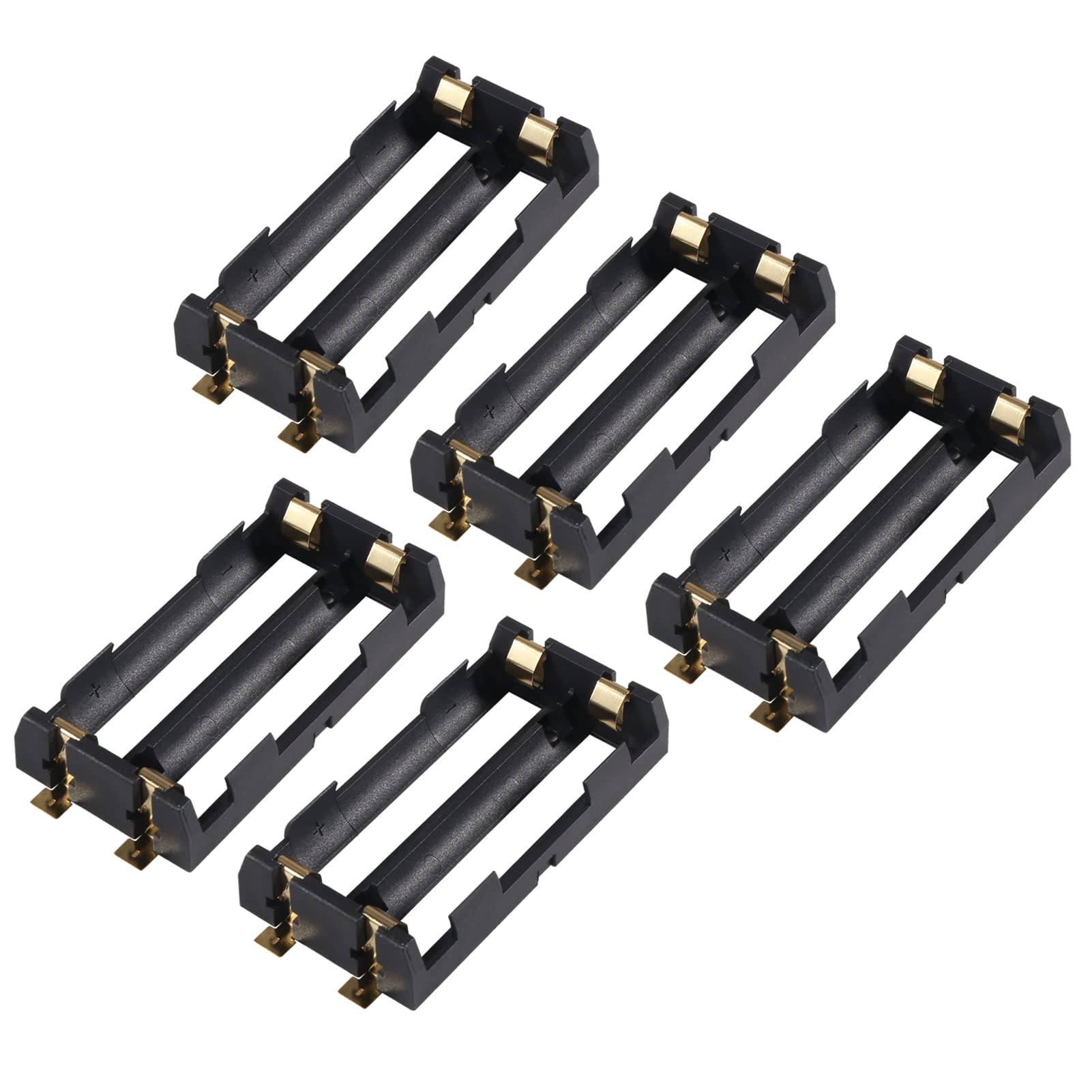 Aobao 5pcs 18650 Battery Holder 2 Slot 3.7V 18650 Battery Clip Holder Box Storage Case with Soldering Pin Copper Contacts for 18650 DIY Charging Power Supply, Electronics Accessories