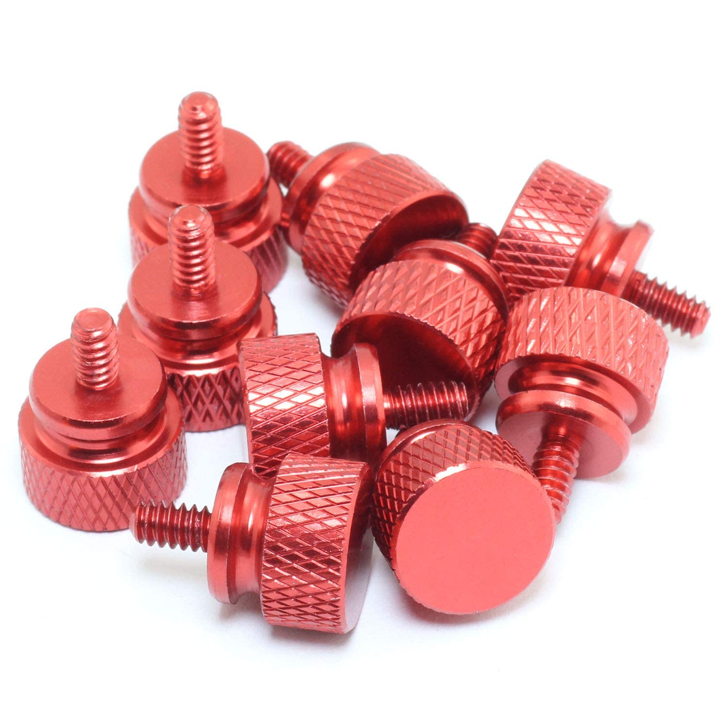 MEETOOT 10PCS 6#-32 Anodized Aluminum Wine Red Hand-Tighten Computer Case Thumb Screws