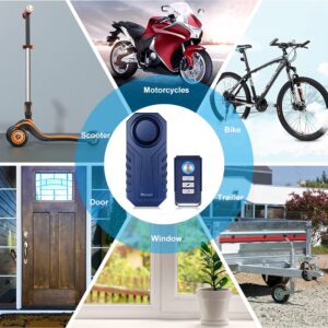 WSDCAM Bike Alarm with Remote 2 Pack, 113dB Wireless Anti-Theft Vibration Motorcycle Bicycle Alarm Vehicle Security Alarm System (Blue)