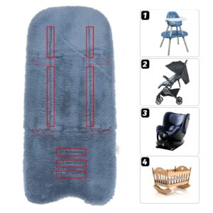 Baby Stroller Cushion Winter Warm Stroller Seat Liners 78 x 35cm Breathable Universal Newborn Carriage Cushion Faux Sheepskin Soothing Silky Soft Baby Seat Pad Liner for Stroller (Blue)