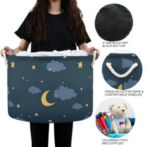 ALAZA Night Sky with Moon Stars and Cloud Storage Basket Gift Baskets Large Collapsible Laundry Hamper with Handle, 20x20x14 in, (B06D20005)