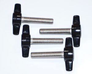 5/16 x 1-1/2" wing thumb screw thumbscrew thumb screws stainless steel standard/coarse tee plastic knob thumbscrew stud 1-1/2" - built in usa - pack of (4) (black)