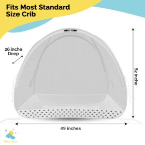 Small Size Crib Safety Canopy Net Tent Pop Up Mesh Cover Stops Climbing Stuck Limbs See Through Netting for Baby & Toddler Bed with Ties Zippers Bags by Baby Movs 49''x26''x52'' Stars