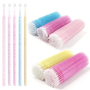 zyigyi 500 pcs disposable micro cotton swabs brush applicators, microswabs for eyelash extension, lips mascara wands 5 color