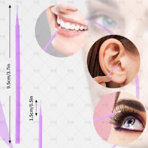 400 PCS Disposable Micro Applicator Brush for Makeup Beauty Brush, Bendable Ultrafine Mascara wands for Eyelash brush、Eyebrow brush、Make up brushes、Eyelash comb (Purple 1.5mm)