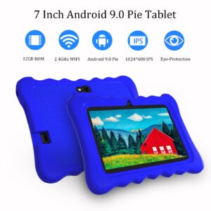 Hoozo Kids Tablet 7-inch HD, 32GB, Android 9.0 Tablet for Kids, WiFi with Kids Mode Pre-Installed, Camera, 2GB RAM, Learning Tablet with Shock Proof Case (Blue)