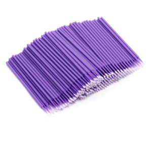 400 pcs disposable micro applicator brush for makeup beauty brush, bendable ultrafine mascara wands for eyelash brush、eyebrow brush、make up brushes、eyelash comb (purple 1.5mm)