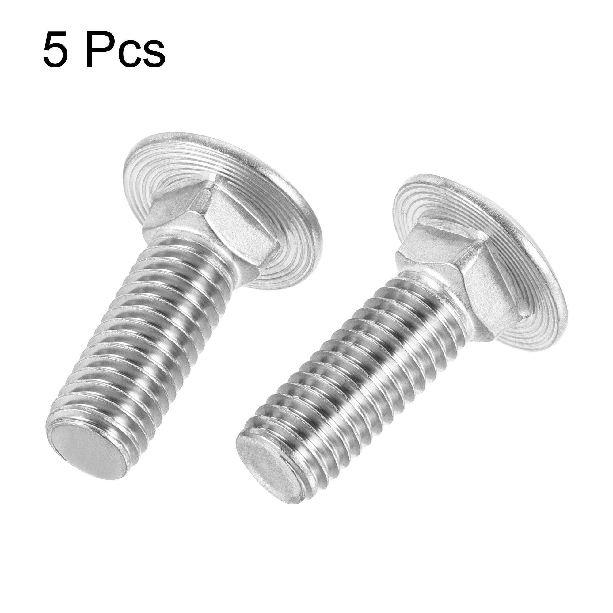 uxcell 1/2-13x1-1/2" Carriage Bolt Round Head Square Neck 304 Stainless Steel 5pcs