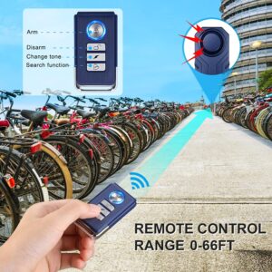 WSDCAM Bike Alarm with Remote 2 Pack, 113dB Wireless Anti-Theft Vibration Motorcycle Bicycle Alarm Vehicle Security Alarm System (Blue)