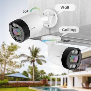 Veezoom Security IP Camera, 2 Way Audio 5MP PoE Security Camera, Full-Color Night Vision, Al Human Detection, Supports up to 256GB Micro SD, IP66 Weatherproof Outdoor Surveillance Cameras