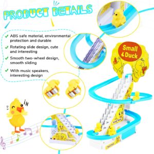 HyDren Climb Stairs Toy Roller Coaster Toy for Halloween Christmas Electric Toys Track Slide Stairs Indoor Toy with LED Flashing Lights (Duck)