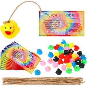 150 pieces rubber ducks and strings small rubber duck with duck tags mini rubber duck for suv greeting card toy game decorations presents