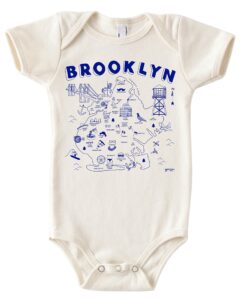 maptote map one piece - unisex baby organic cotton short sleeve bodysuits - brooklyn, 3-6 months