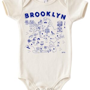 MAPTOTE Map One Piece - Unisex Baby Organic Cotton Short Sleeve Bodysuits - Brooklyn, 3-6 Months