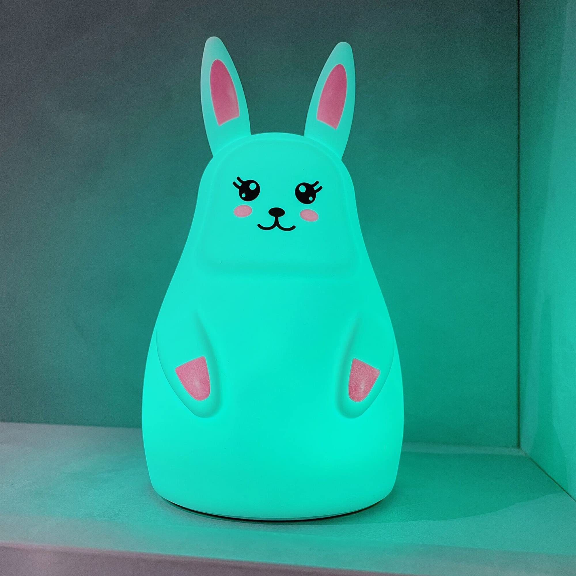 Yariaii Cute Bunny Kids Night Light, Kawaii Silicone Nightlights for Kids Bedroom, Toddler Animal Silicone LED Lamp, Timer Auto Shutoff, Portable Squishy Silicone Lamp Room Decor Decorations, White