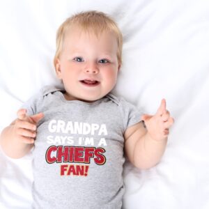 NanyCrafts Baby's My Grandpa Says I'm a Chiefs Fan Bodysuit 6 Months Grey