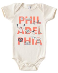 maptote font one piece - unisex baby organic cotton short sleeve bodysuits - philadelphia, 3-6 months