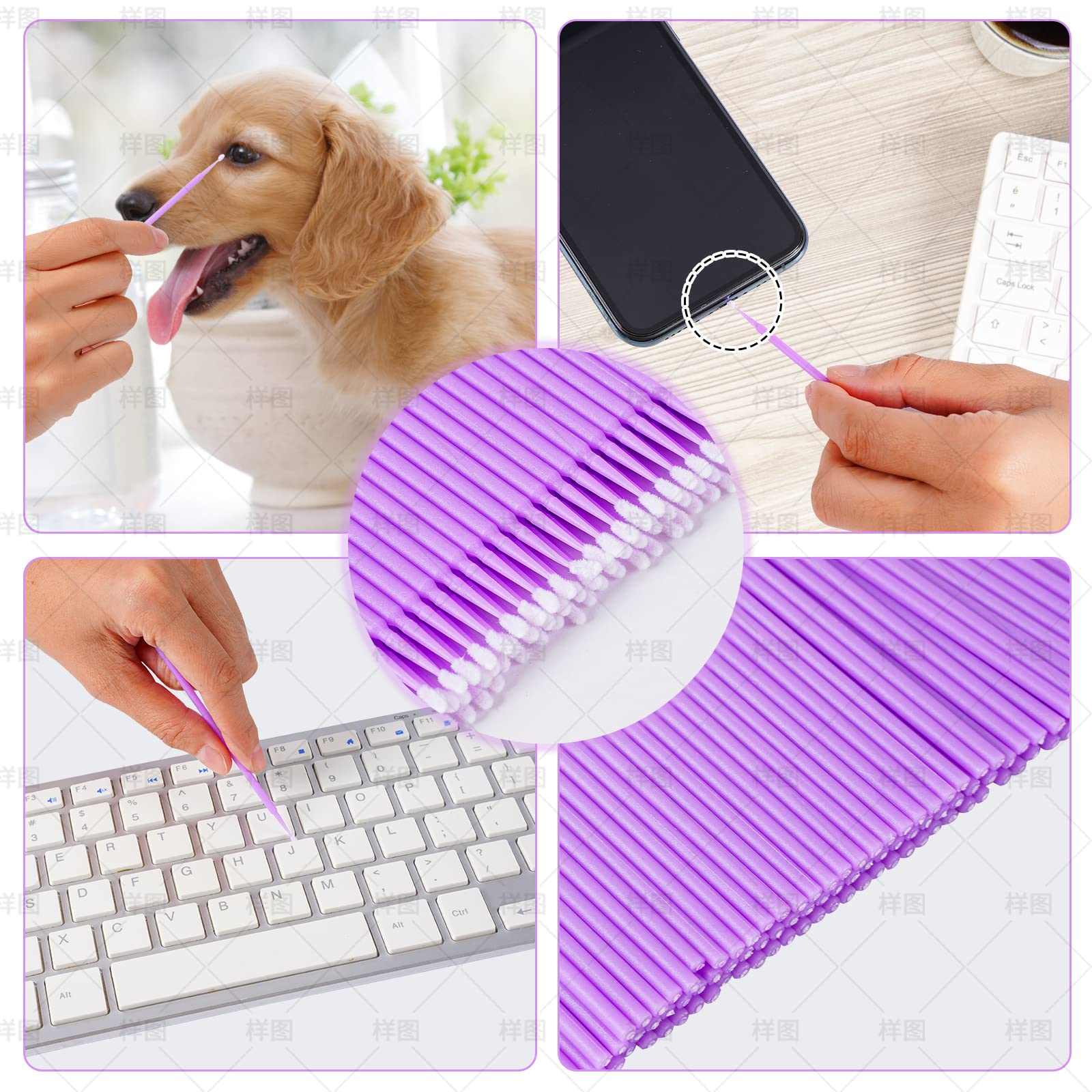 400 PCS Disposable Micro Applicator Brush for Makeup Beauty Brush, Bendable Ultrafine Mascara wands for Eyelash brush、Eyebrow brush、Make up brushes、Eyelash comb (Purple 1.5mm)