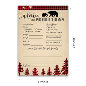 LUMBERJACK Prediction and Advice Cards,Pack of 25,Country Buffalo Plaid Rustic BOY Baby Shower Games, New Parents, Mommy & Daddy Message, Couples Coed Shower Activity Keepsake Book G805-PDAV