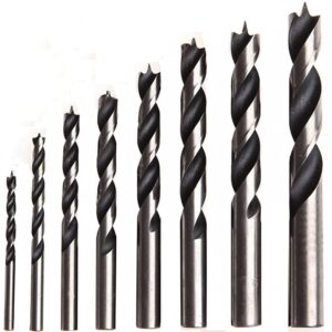 kewayo 8pcs brad point drill bits 3 to 10mm spiral twist wood drill bits set for soft, drill bit set, brad point, black