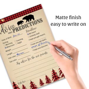 LUMBERJACK Prediction and Advice Cards,Pack of 25,Country Buffalo Plaid Rustic BOY Baby Shower Games, New Parents, Mommy & Daddy Message, Couples Coed Shower Activity Keepsake Book G805-PDAV