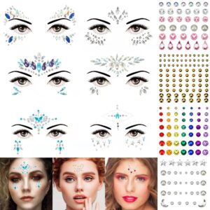 12sets halloween face gems body jewels self-adhesive rhinestone crystal stickers for party favors supplies, widely toy mermaid fairy rainbow tears festival rave accessories