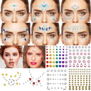 12sets Halloween Face Gems Body Jewels Self-Adhesive Rhinestone Crystal Stickers For Party Favors Supplies, WIDELY TOY Mermaid Fairy Rainbow Tears Festival Rave Accessories