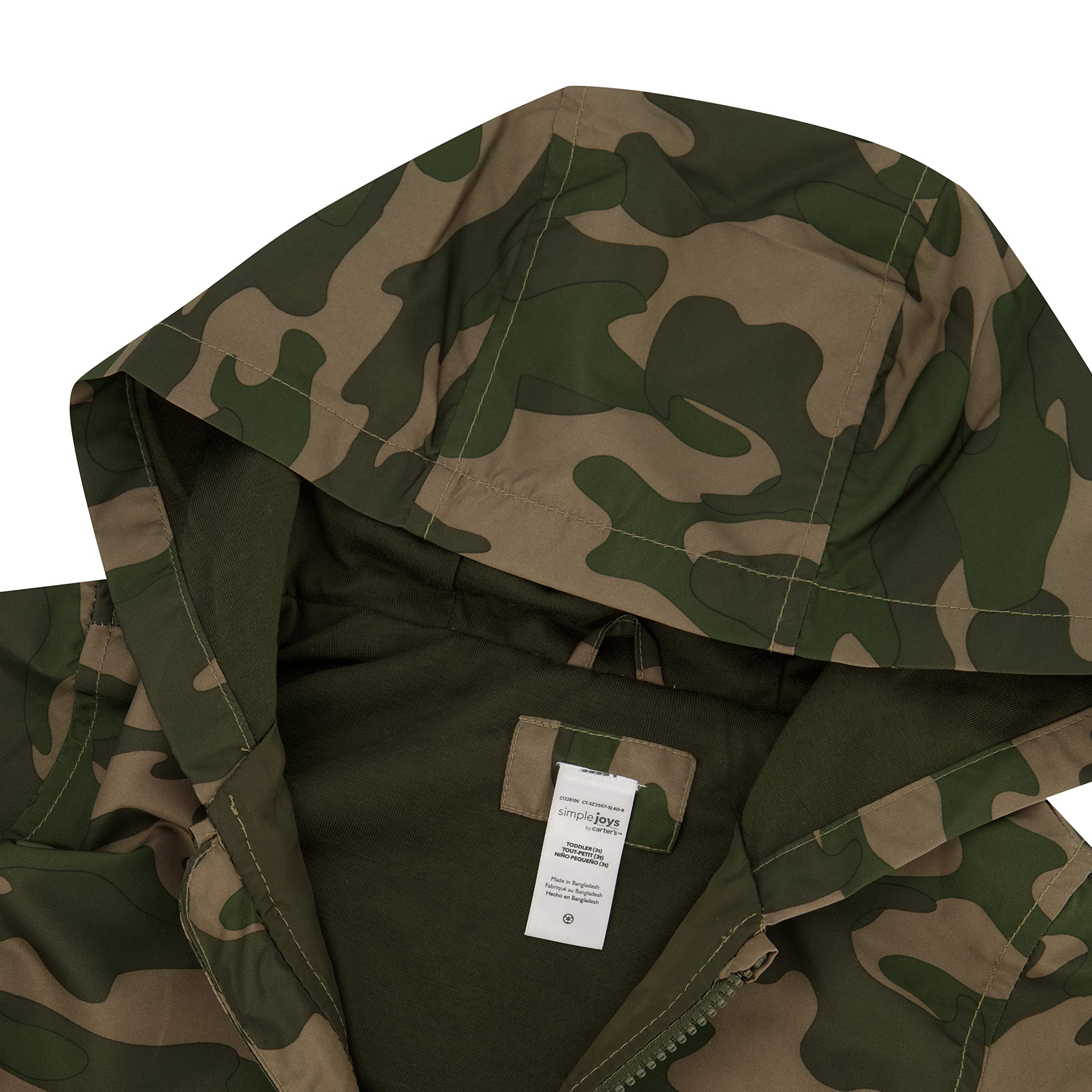 Simple Joys by Carter's Baby Boys' Raincoat, Dark Green Camo, 18 Months