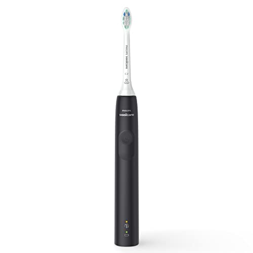 Philips Sonicare 4100 Rechargeable Electric Toothbrush, with Pressure Sensor, 2 Intensity Settings, SmarTimer and QuadPacer, 14-Day Battery Life, Black, Model HX3681/24