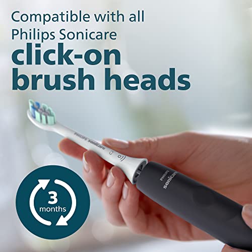 Philips Sonicare 4100 Rechargeable Electric Toothbrush, with Pressure Sensor, 2 Intensity Settings, SmarTimer and QuadPacer, 14-Day Battery Life, Black, Model HX3681/24