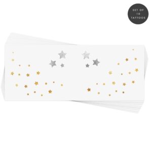 STARRY FRECKLES set of 10 premium waterproof metallic foil temporary Flash Tattoos - Party Favors, temporary tattoo, face tattoo, face freckles, star tattoo, face jewels