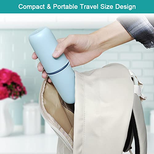 2 Pcs Travel Toothbrush Case Portable Toothbrush Holder, Travel Toothbrush Toothpaste Case with Cup, 7.8 inches Tooth Brush Storage Holder for Traveling, Camping, Business Trip, Home, School, Bathroom