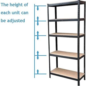 QiMu 5-Tier Garage Shelving Unit, Heavy Duty Garage Shelf Metal Storage Shelves, Adjustable Garage Storage Utility Rack,for Home Office Garage Kitchen Bathroom Organization(180x90x40cm)