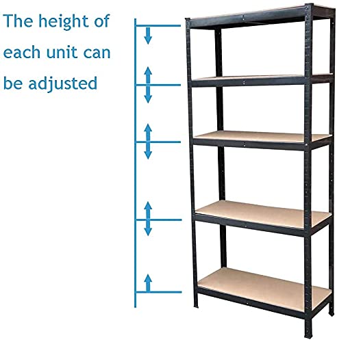 QiMu 5-Tier Garage Shelving Unit, Heavy Duty Garage Shelf Metal Storage Shelves, Adjustable Garage Storage Utility Rack,for Home Office Garage Kitchen Bathroom Organization(180x90x40cm)