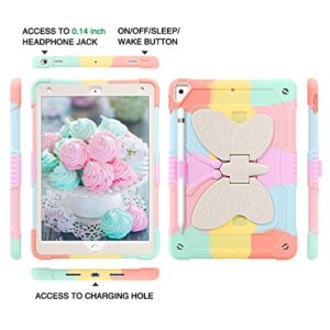 iPad 10.2 Case, iPad 9th Generation Case, GaoBao iPad 8th Generation Case with Butterfly Wings Kickstand Pencil Holder Protective Kids Friendly Silicone Case for iPad 9th/8th/7th Gen (2021/2020/2019)