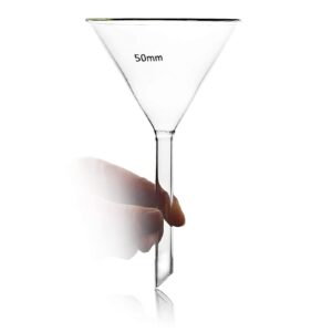 Autoark Glass Heavy Wall Funnel Borosilicate Glass Funnel,Short Stem 50mm Diameter,50mm Stem Length,2-Pack,AIS-019