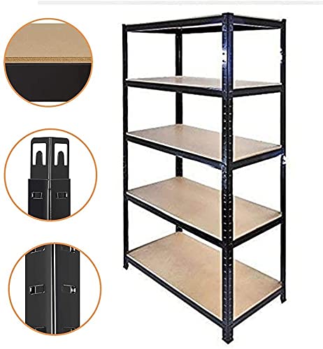 QiMu 5-Tier Garage Shelving Unit, Heavy Duty Garage Shelf Metal Storage Shelves, Adjustable Garage Storage Utility Rack,for Home Office Garage Kitchen Bathroom Organization(180x90x40cm)