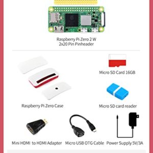 Waveshare Package B Compatible with Raspberry Pi Zero 2 W Bundle with Pi Zero Case Power Supply 5V/3A Micro Card 16GB Card Reader and So On (8 Items)