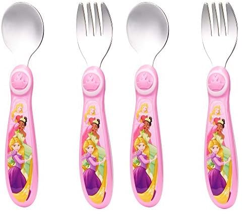 The First Years Disney Princess Easy Grasp Stainless Steel Spoon & Fork Flatware Set (Pack of 2)