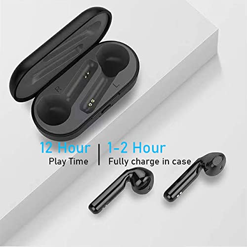 True Wireless TWS 5.0 Bluetooth Bass Sound Earbuds 12H Playtime Touch Control Bluetooth Headphones (Black)