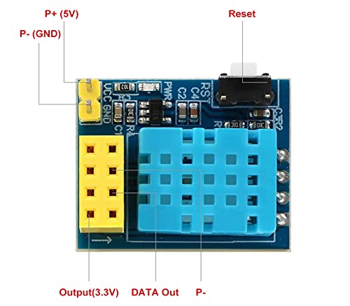 ESP8266 ESP-01S DHT11 Temperature and humidity WiFi node module, with ESP-01S wireless module, Pack of 2