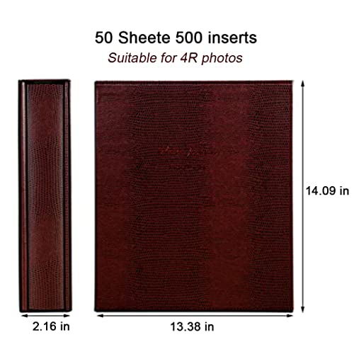 HAOWEIH 4x6 Maroon Paper Photo Album, 500 Photos, Protective Cover, Flexible Page Binding