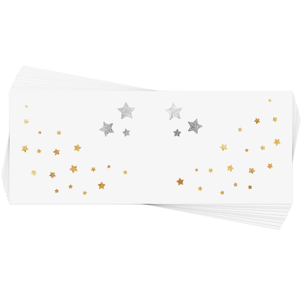 STARRY FRECKLES set of 10 premium waterproof metallic foil temporary Flash Tattoos - Party Favors, temporary tattoo, face tattoo, face freckles, star tattoo, face jewels