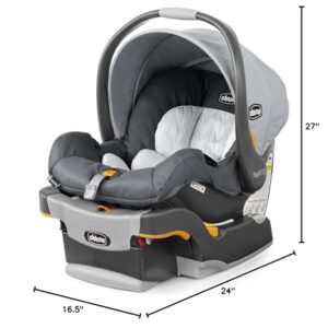 Chicco KeyFit 30 ClearTex Infant Car Seat and Base, Rear-Facing Seat for Infants 4-30 lbs, Includes Head and Body Support, Compatible with Chicco Strollers, Baby Travel Gear | Slate/Grey